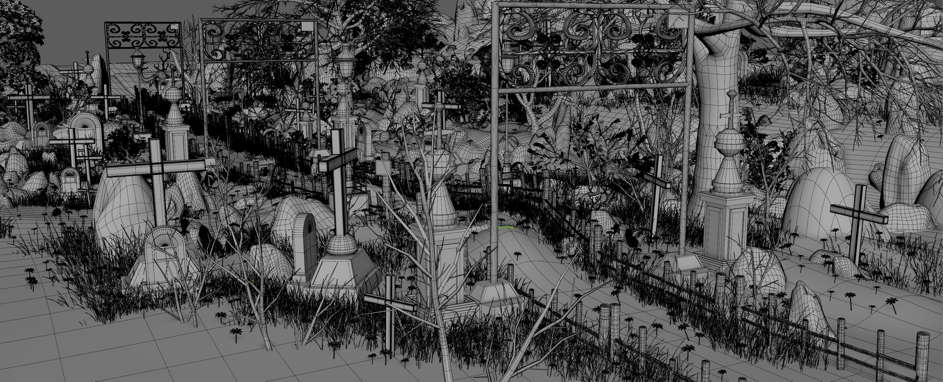 3D Cemetery Graveyard - TurboSquid 1384330