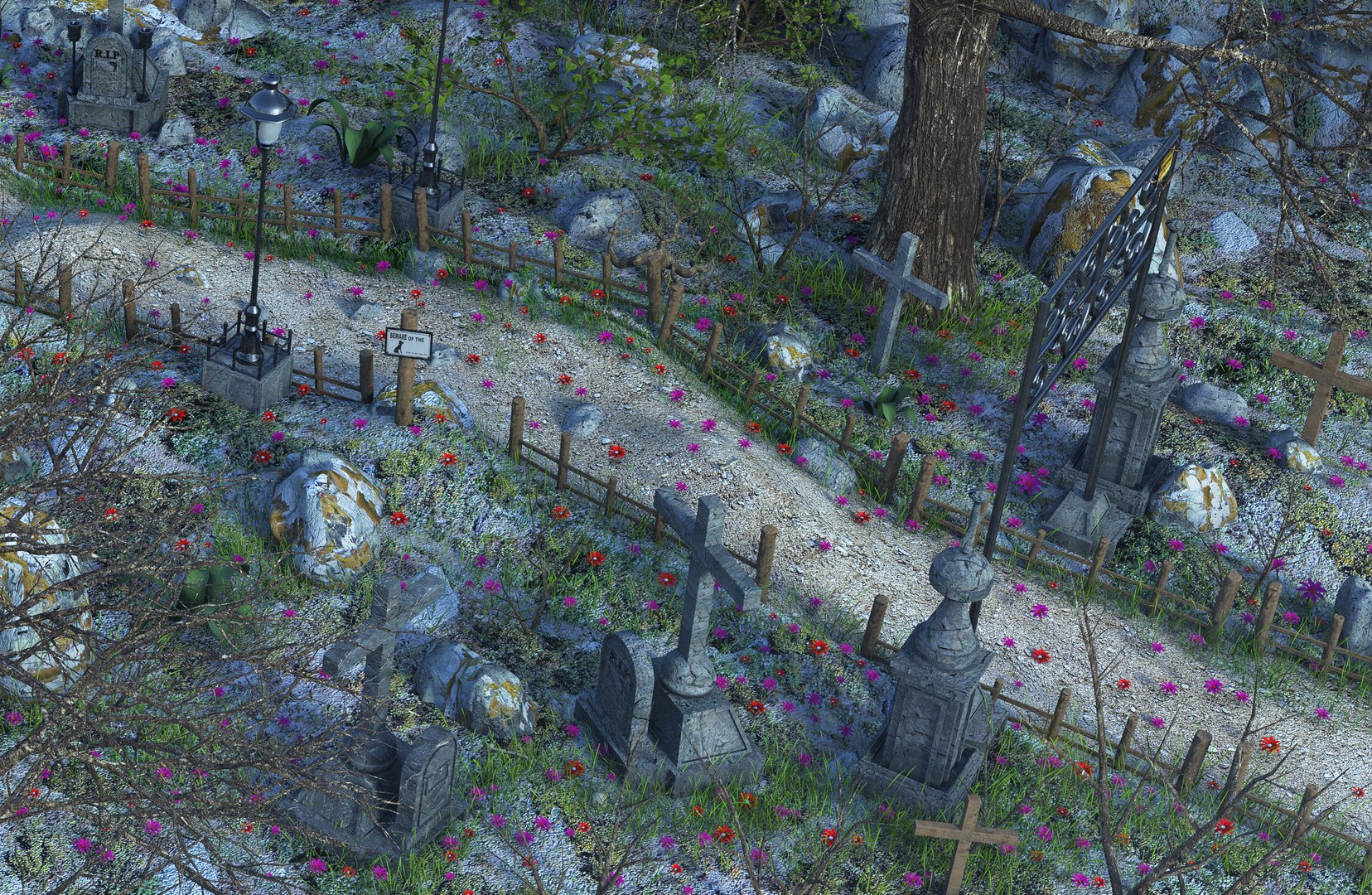 3D Cemetery Graveyard - TurboSquid 1384330