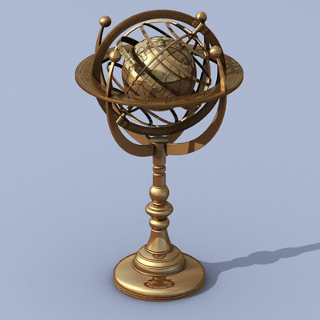 3ds max antique bronze armillary earth sphere