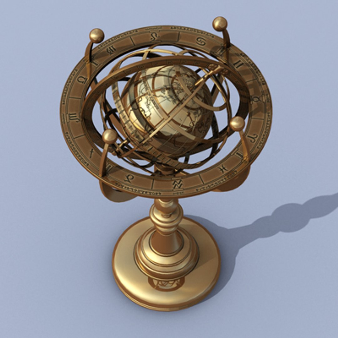 3ds max antique bronze armillary earth sphere