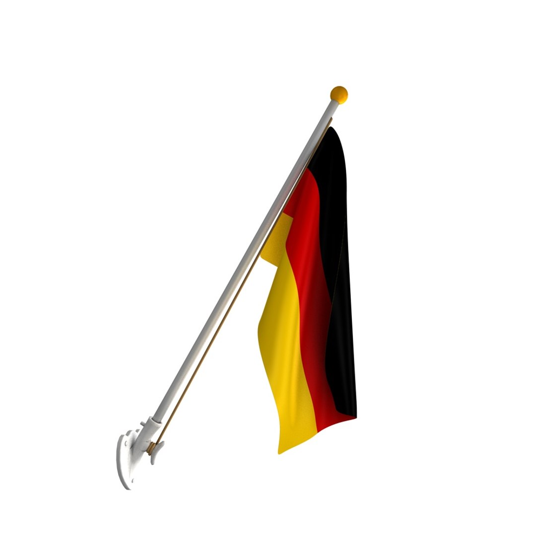 3d german flags set pole