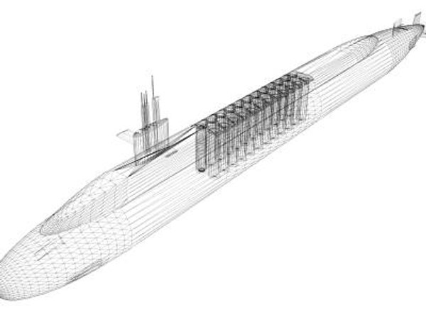 uss ohio submarine 3d model