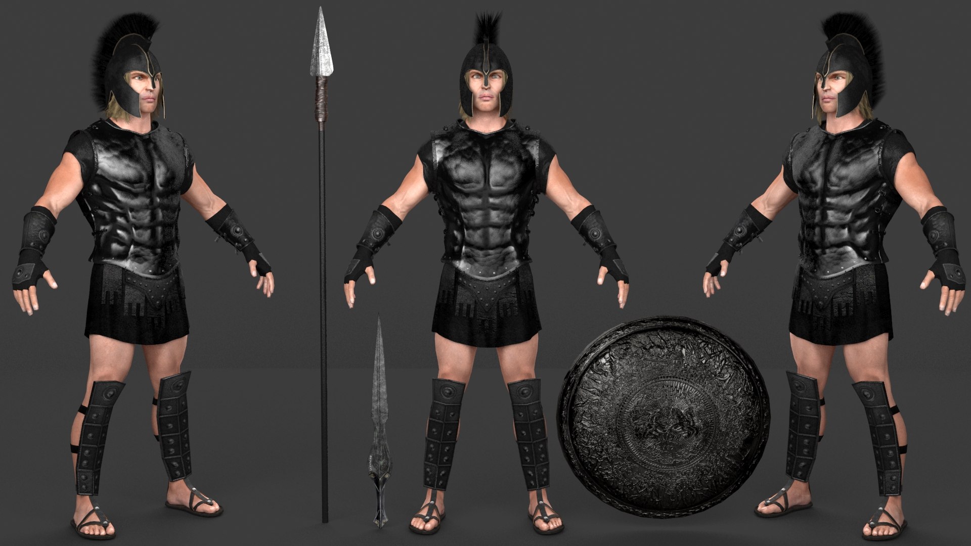 Achilles Black 3D Model - TurboSquid 1816349