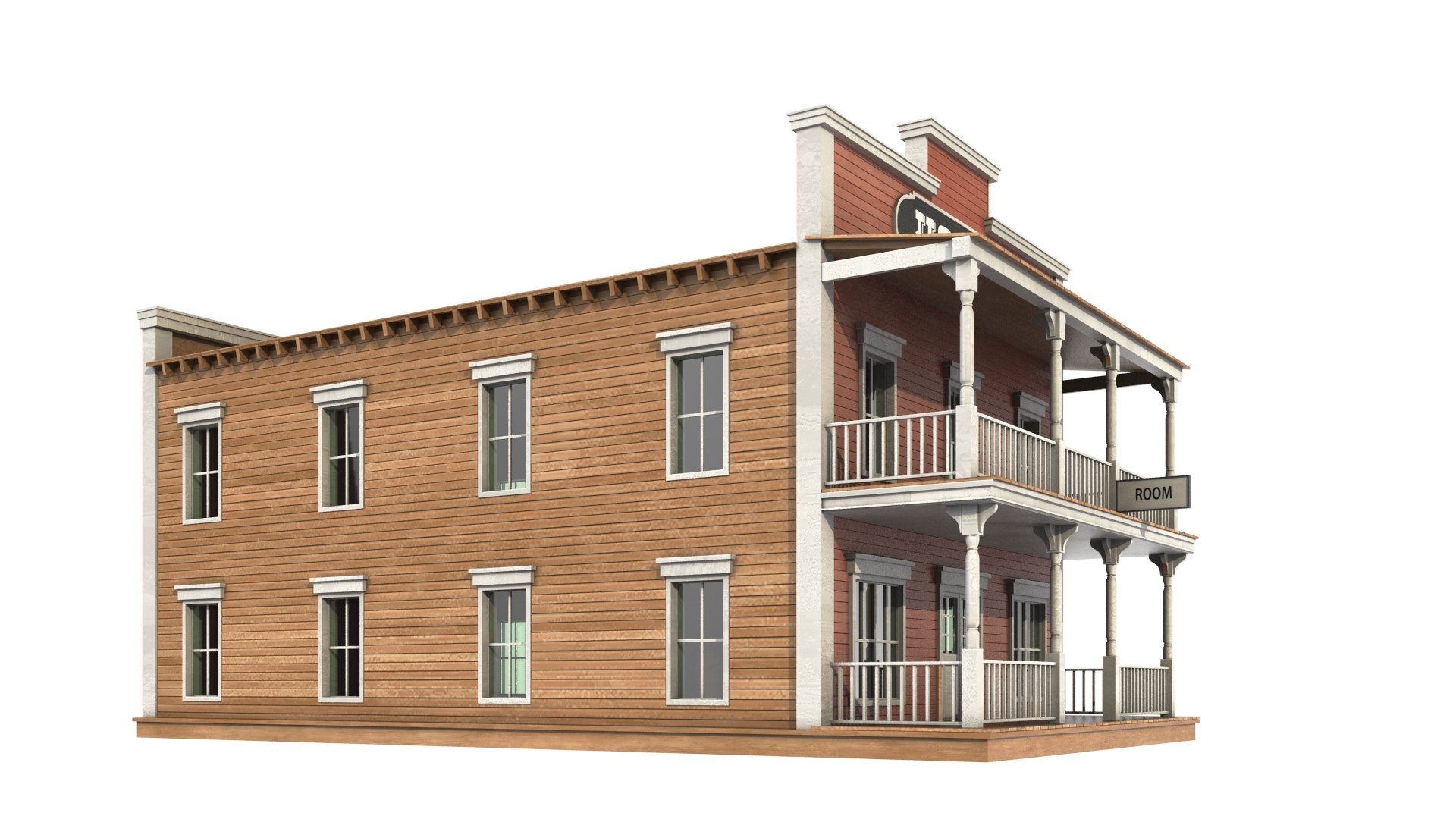 3D Detailed Hotel Western Building - TurboSquid 2164310