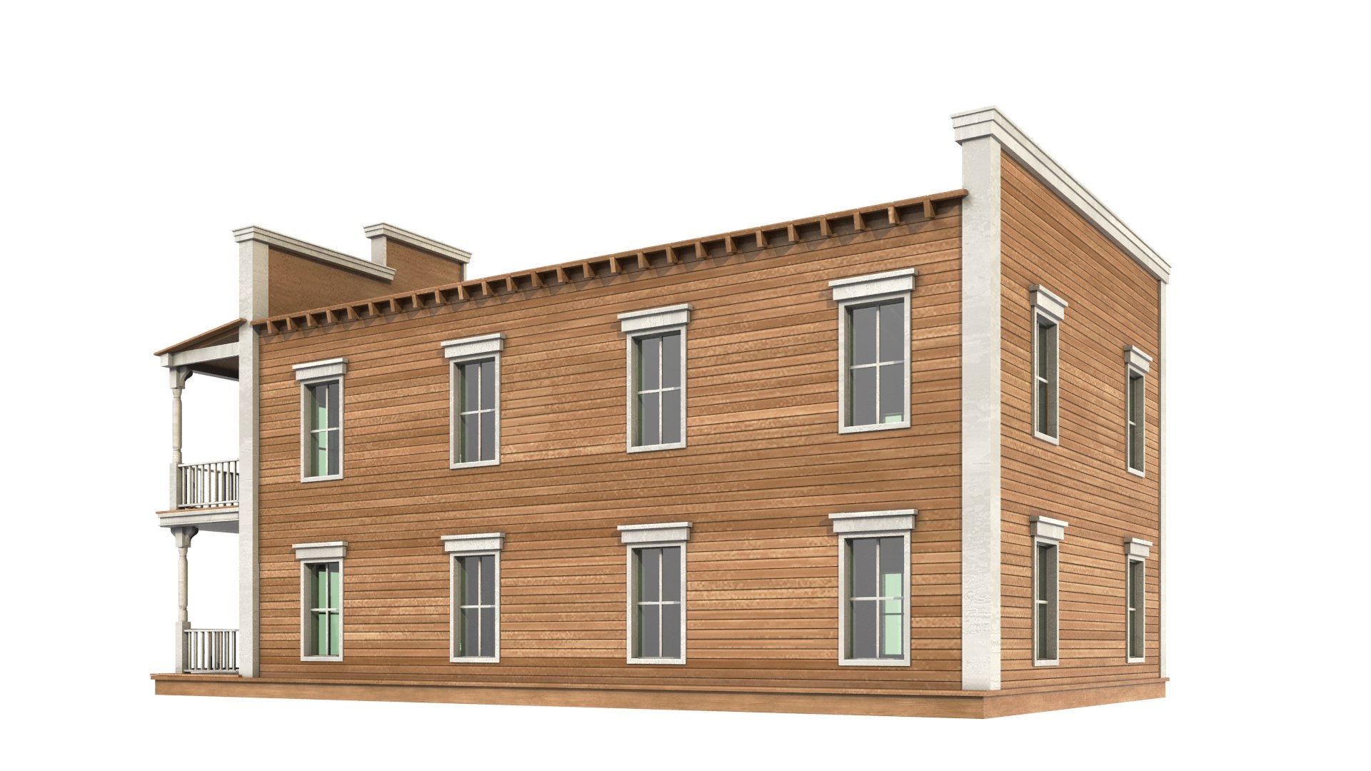 3D Detailed Hotel Western Building - TurboSquid 2164310