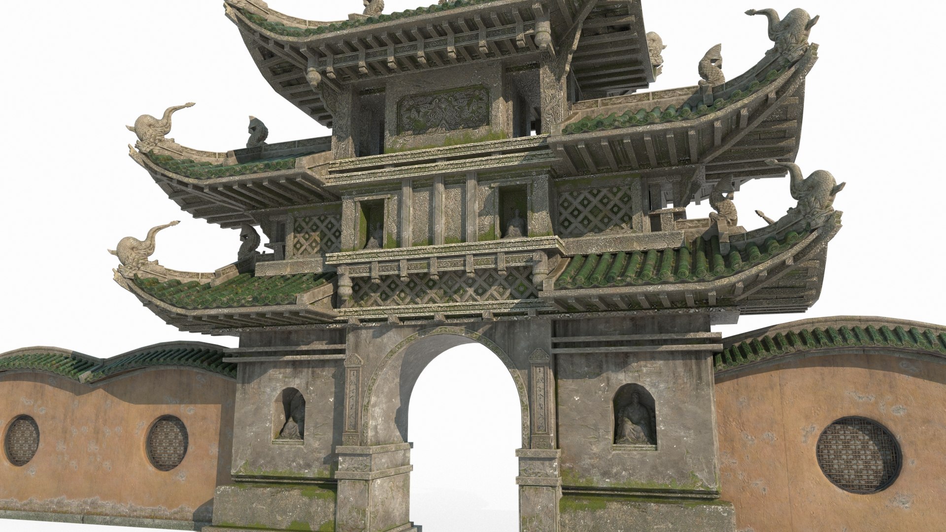 Memorial archway Gate Of Asian Ancient Architecture Taoist Temple 3D ...