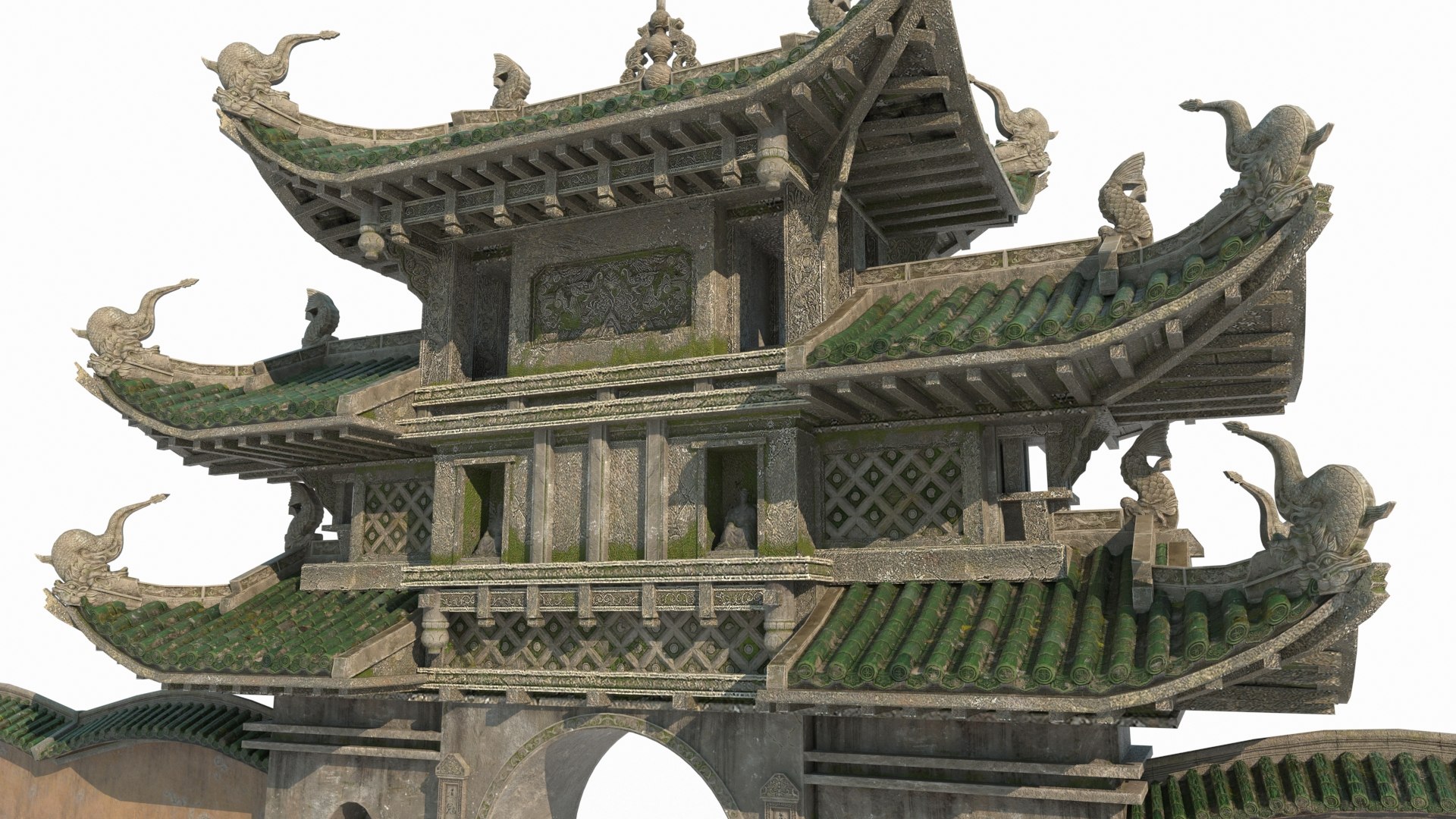Memorial archway Gate Of Asian Ancient Architecture Taoist Temple 3D ...