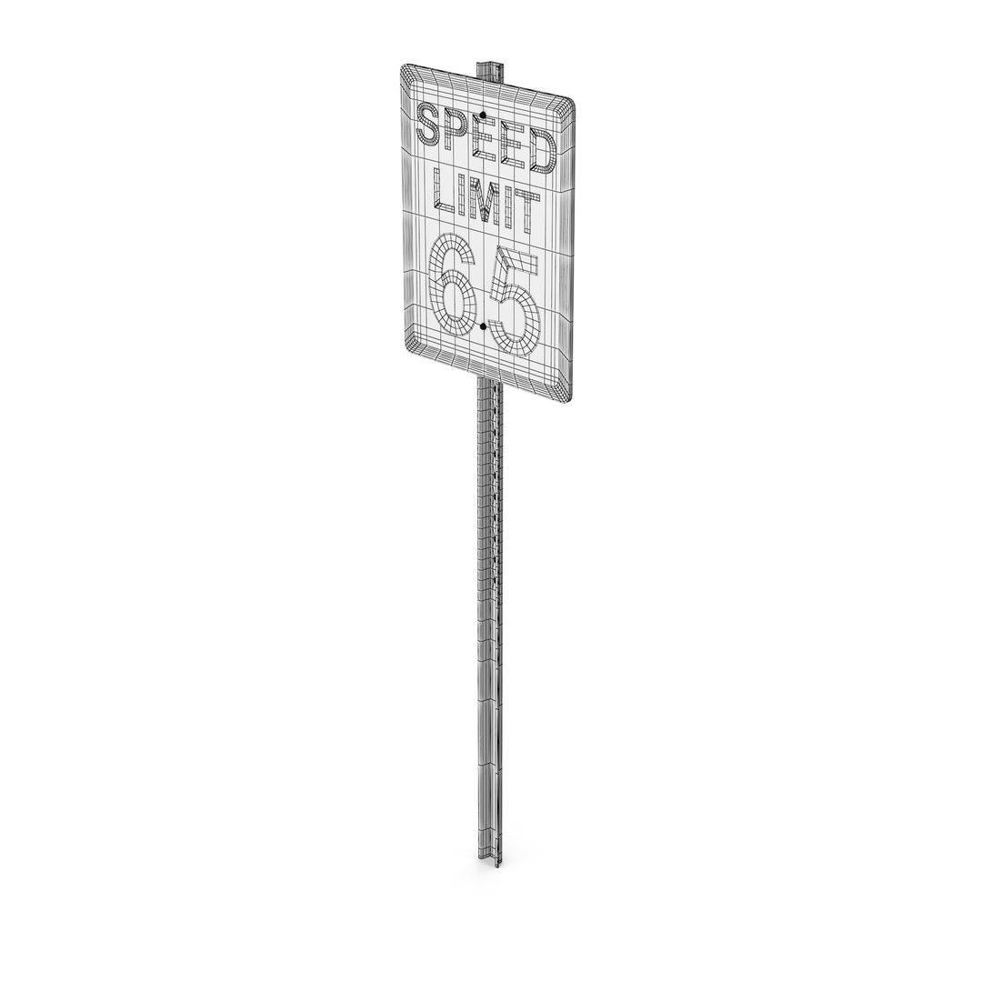 Speed Limit 65 Road Sign 3D model - TurboSquid 2045610