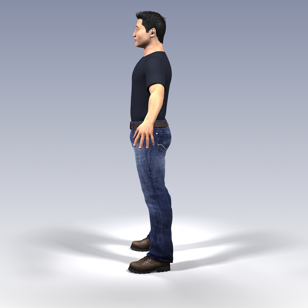 Rigged Dong Realistic Asian Man 3d Model