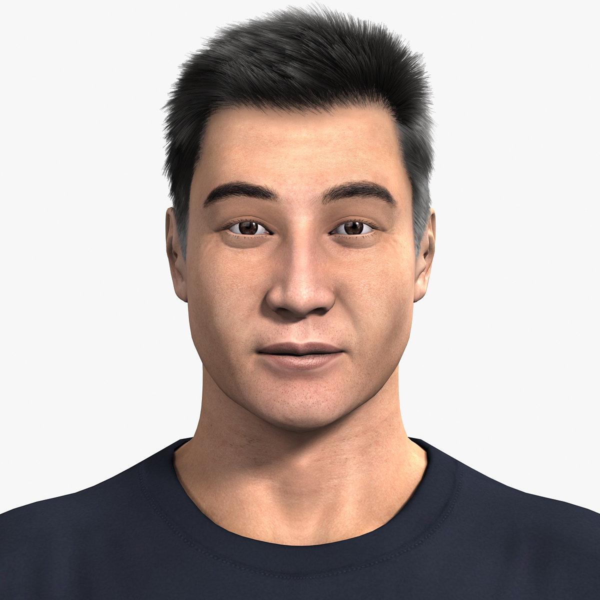 rigged dong realistic asian man 3d model