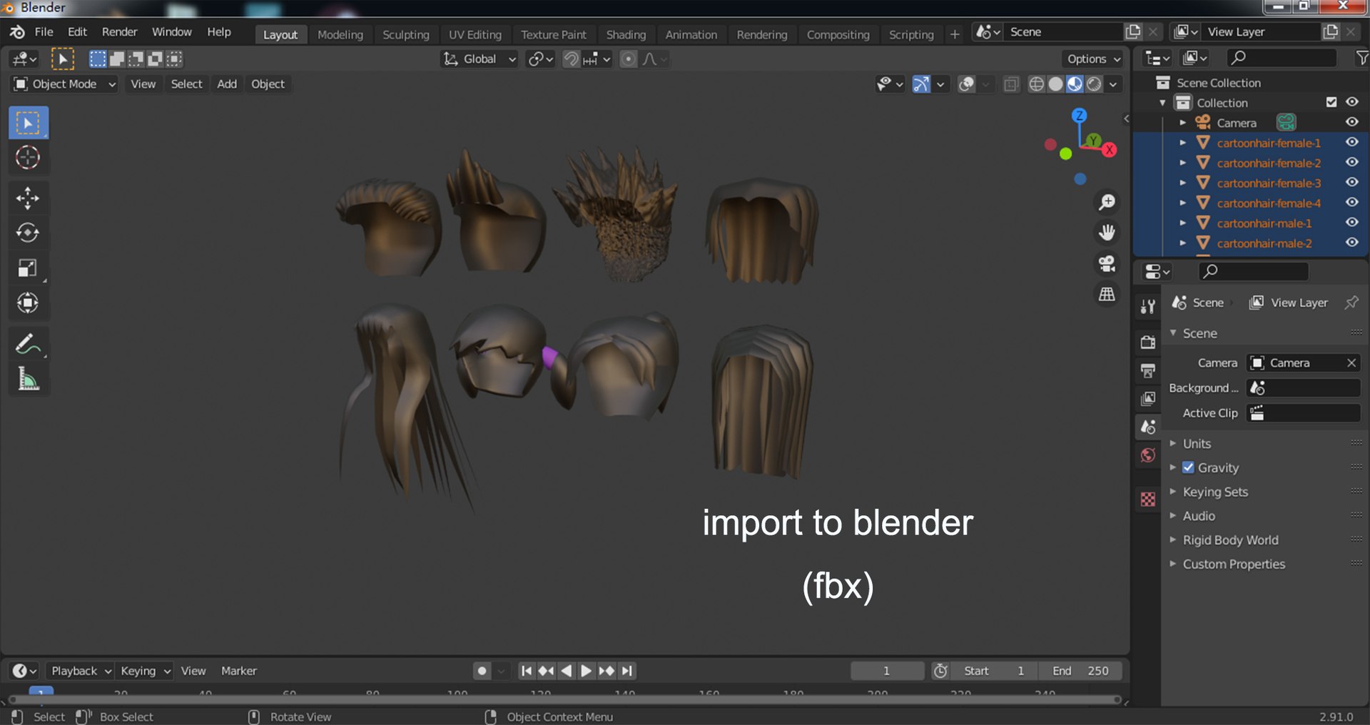 Cartoon Hair Style Collection 3D - TurboSquid 1820469