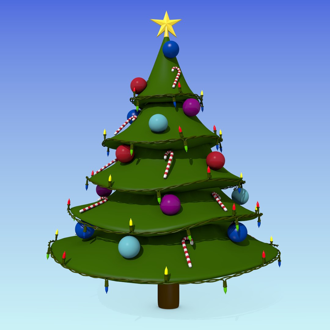 3d cartoon style christmas tree model