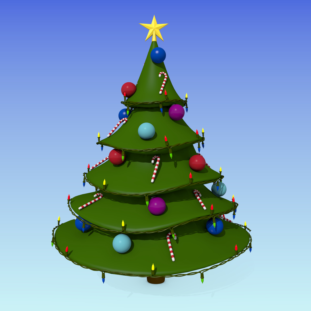 3d cartoon style christmas tree model