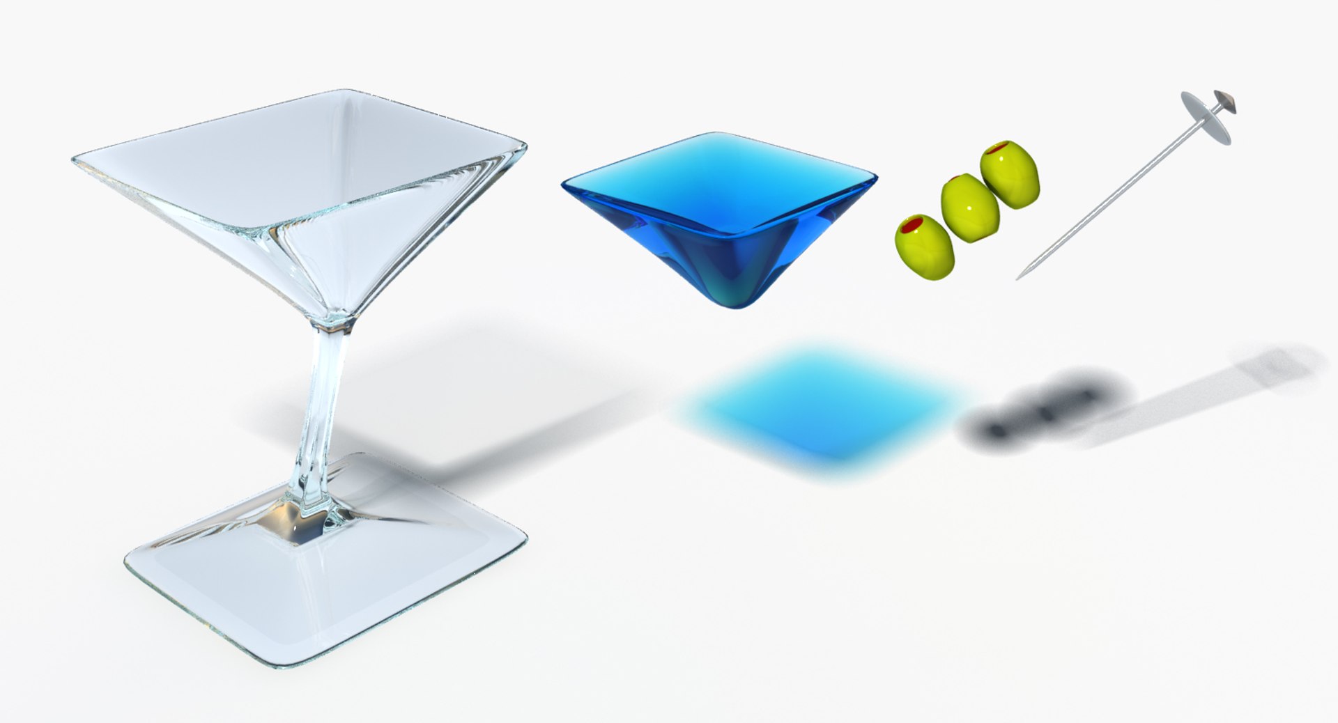 3d blue martini model