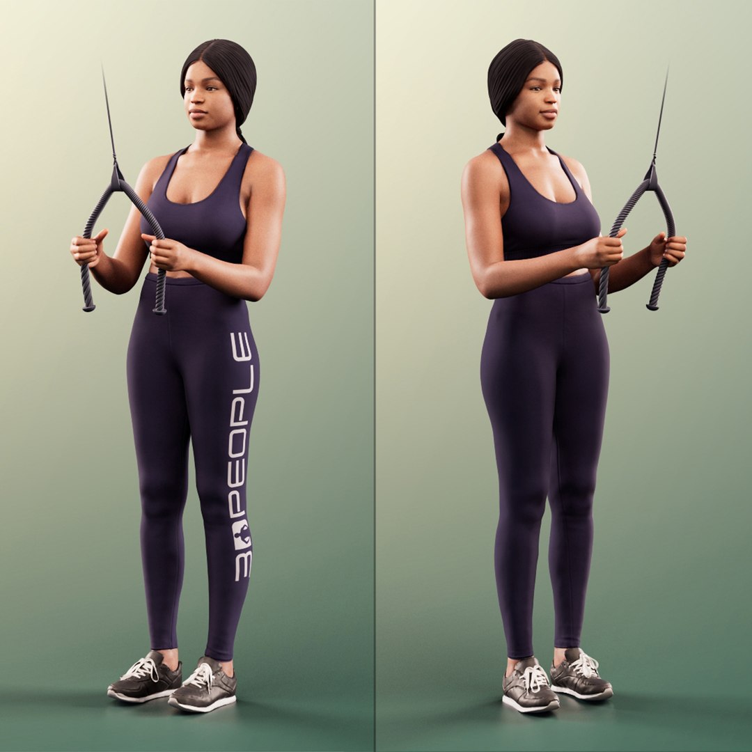 3D Model 11406 Micaela - 4 Texturevariations - Black Woman Doing Sport ...