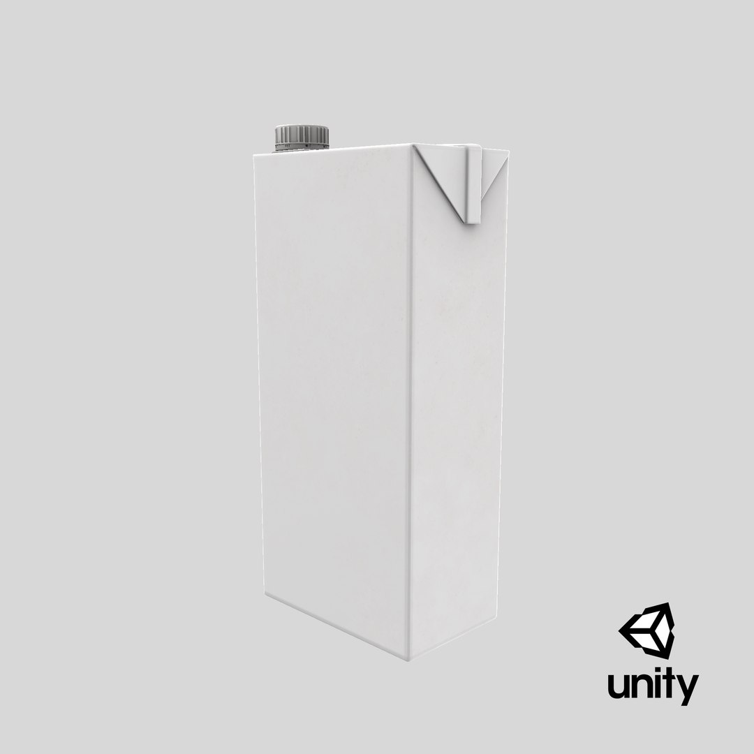 3D Milk Carton Type 02 Round Cap Blank Blue Green and Red Label ...