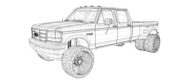 modèle 3D de OBS F350 Crew Cab doublement 1992 levé - TurboSquid 1901232