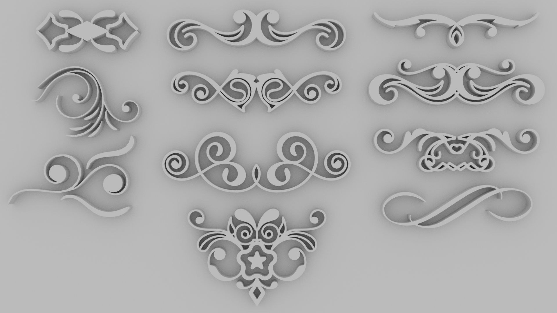Set 11 Ornate Swirls 3d 3ds