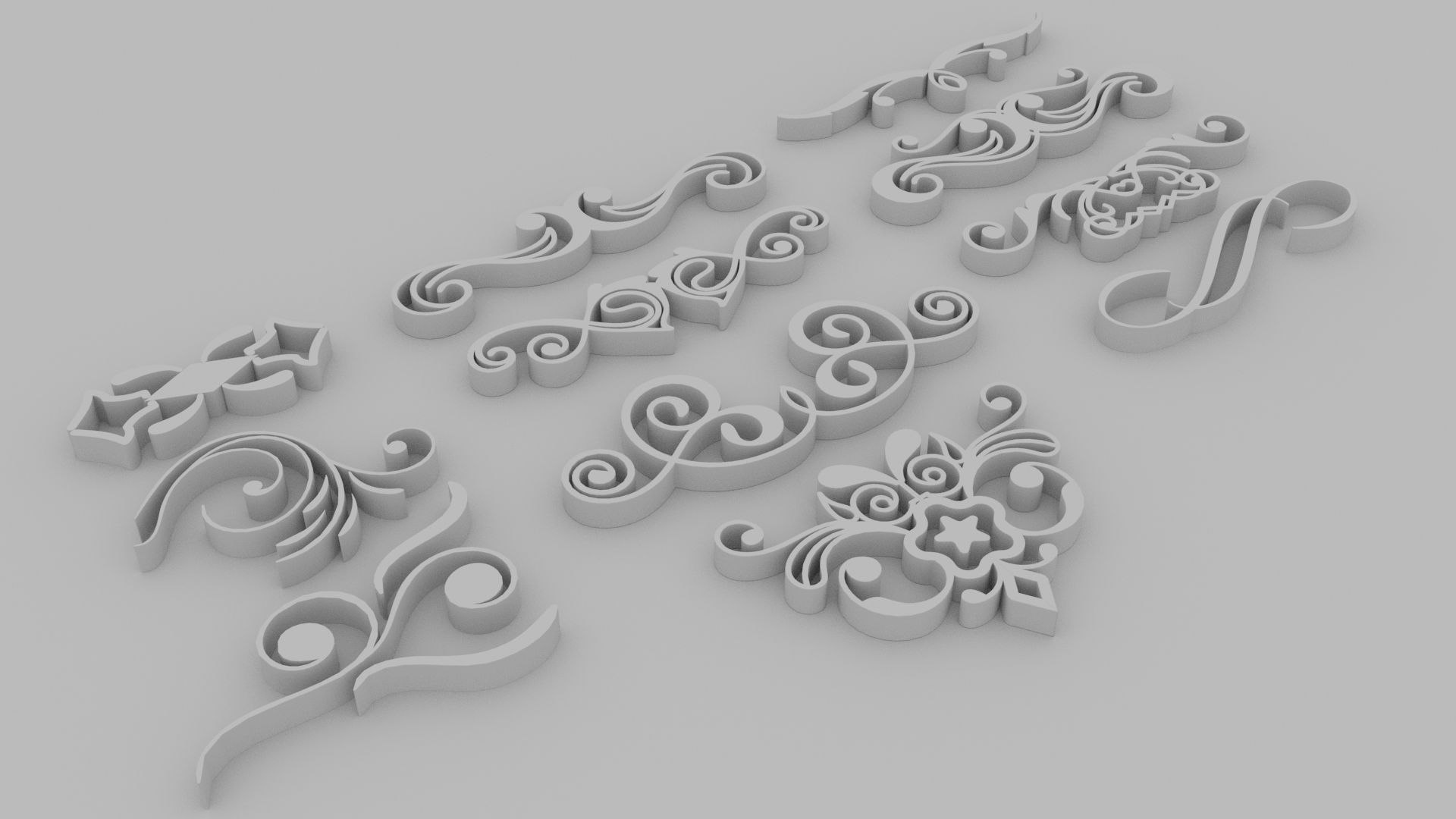 Set 11 Ornate Swirls 3d 3ds