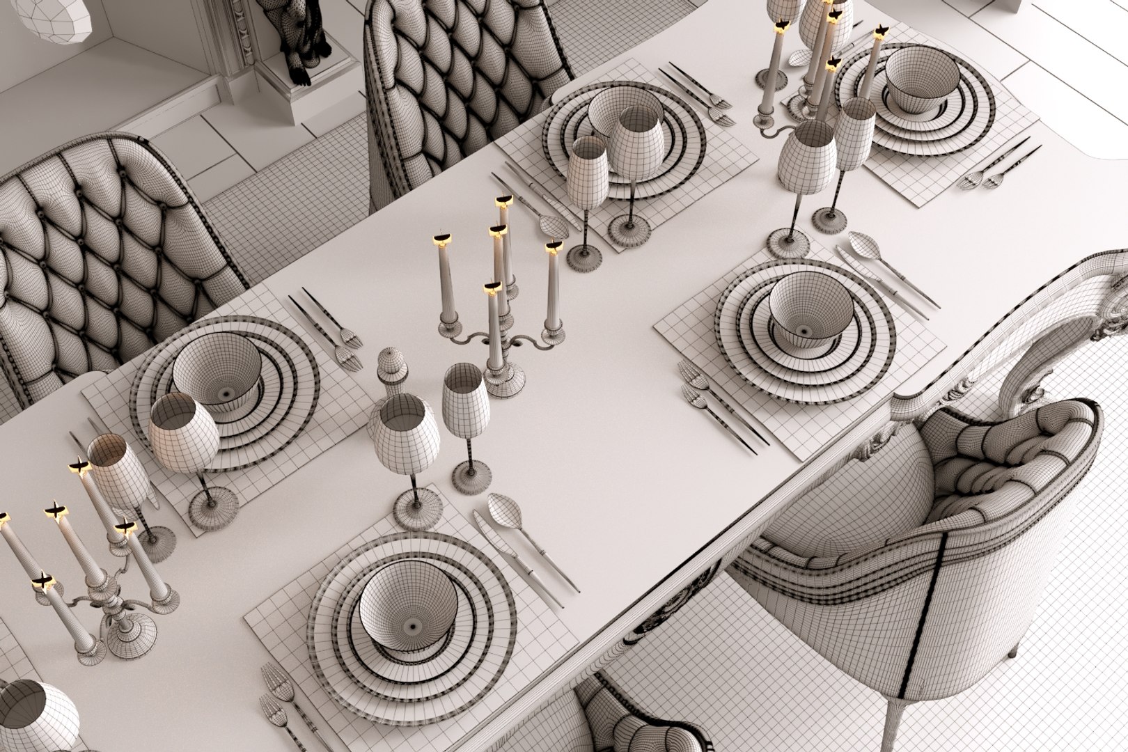 Classic dining room 3D model - TurboSquid 1410671