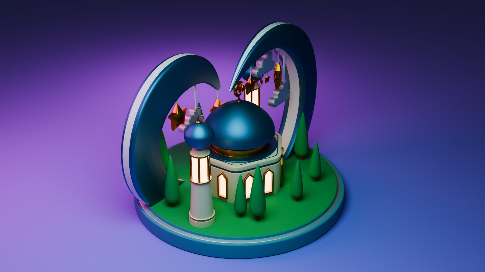 Simple 3d Stylized Ramadan Icon 3D Model - TurboSquid 2200909