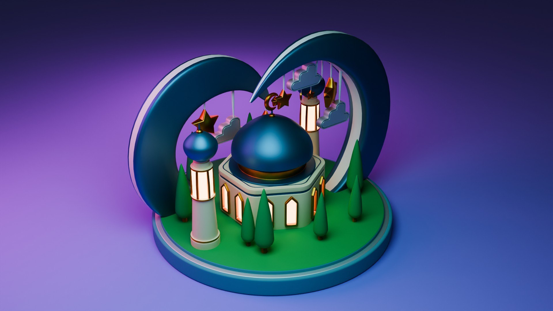 Simple 3d Stylized Ramadan Icon 3D Model - TurboSquid 2200909