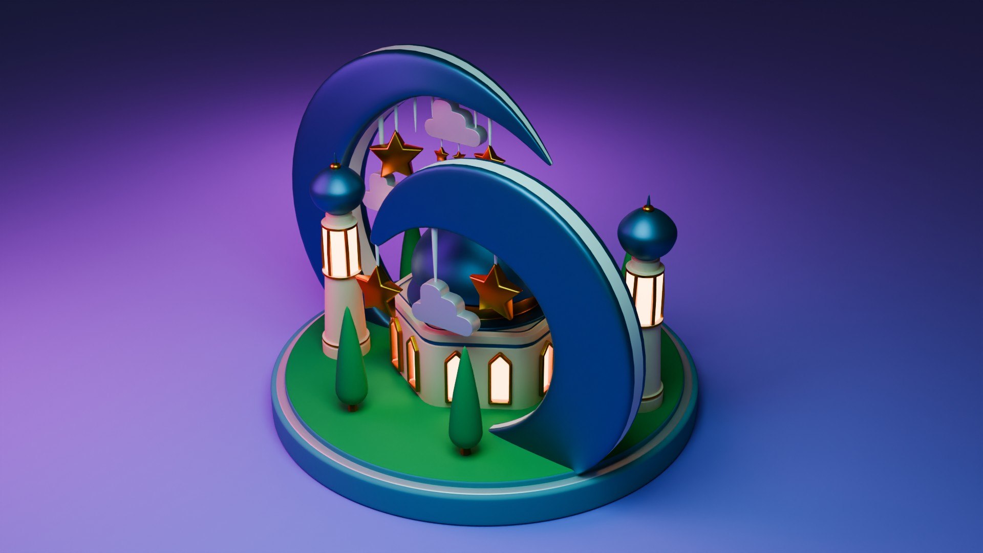 Simple 3d Stylized Ramadan Icon 3D Model - TurboSquid 2200909
