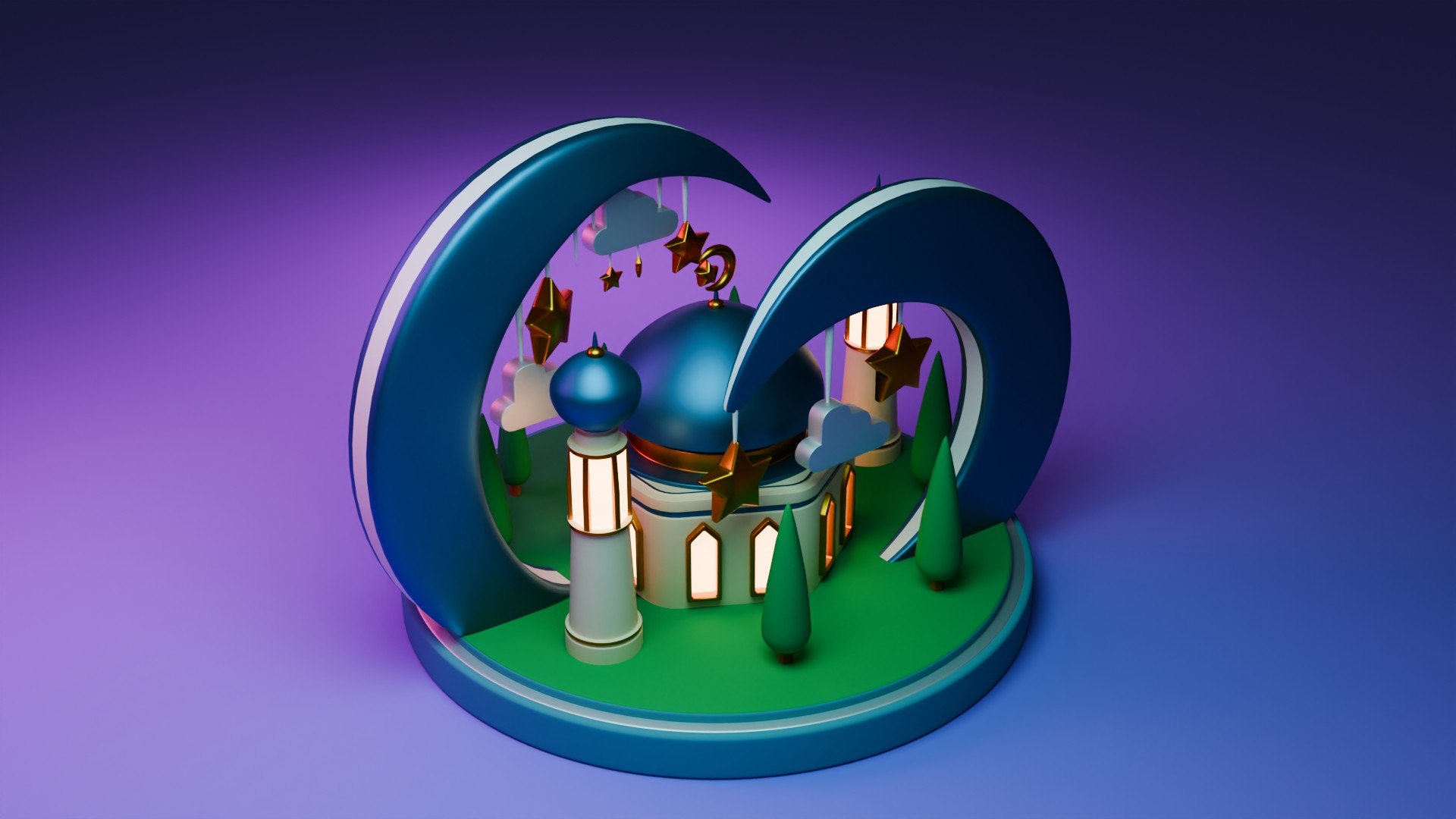 Simple 3d Stylized Ramadan Icon 3D Model - TurboSquid 2200909