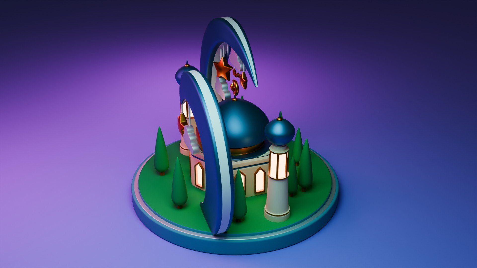 Simple 3d Stylized Ramadan Icon 3D Model - TurboSquid 2200909