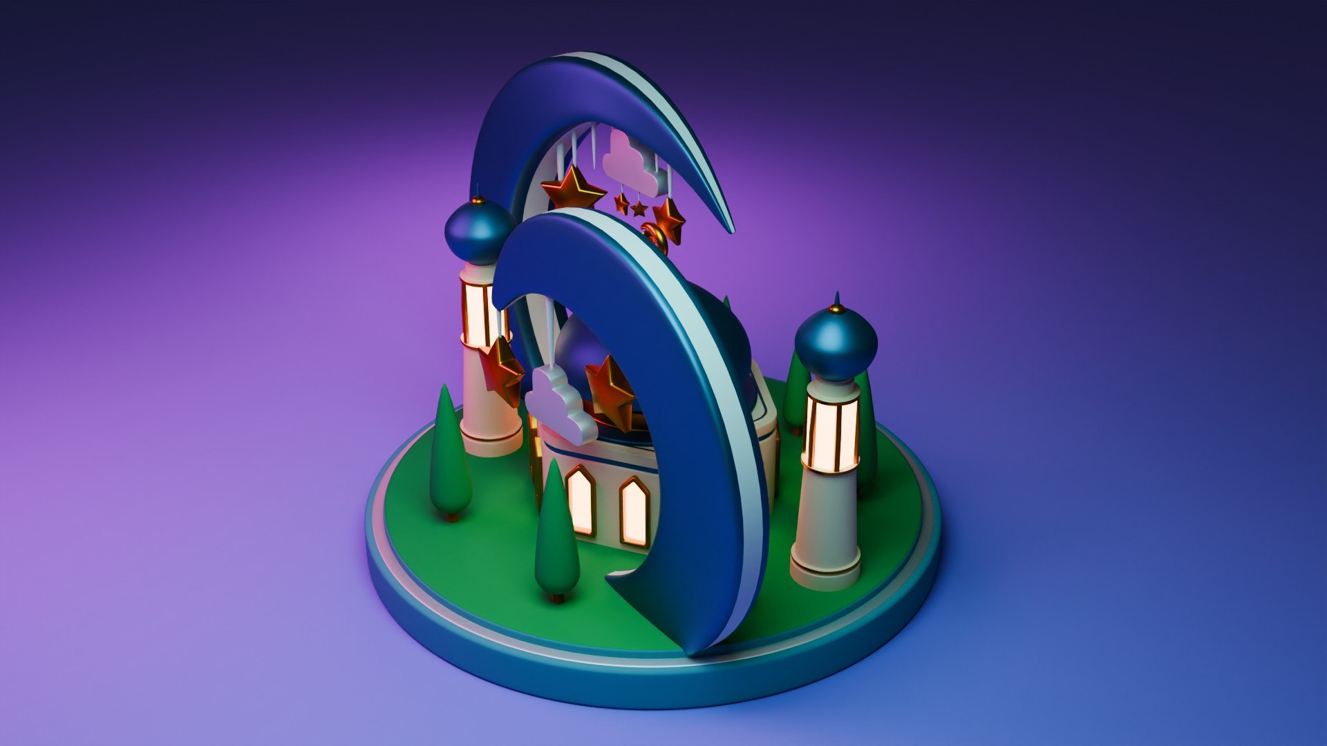 Simple 3d Stylized Ramadan Icon 3D Model - TurboSquid 2200909