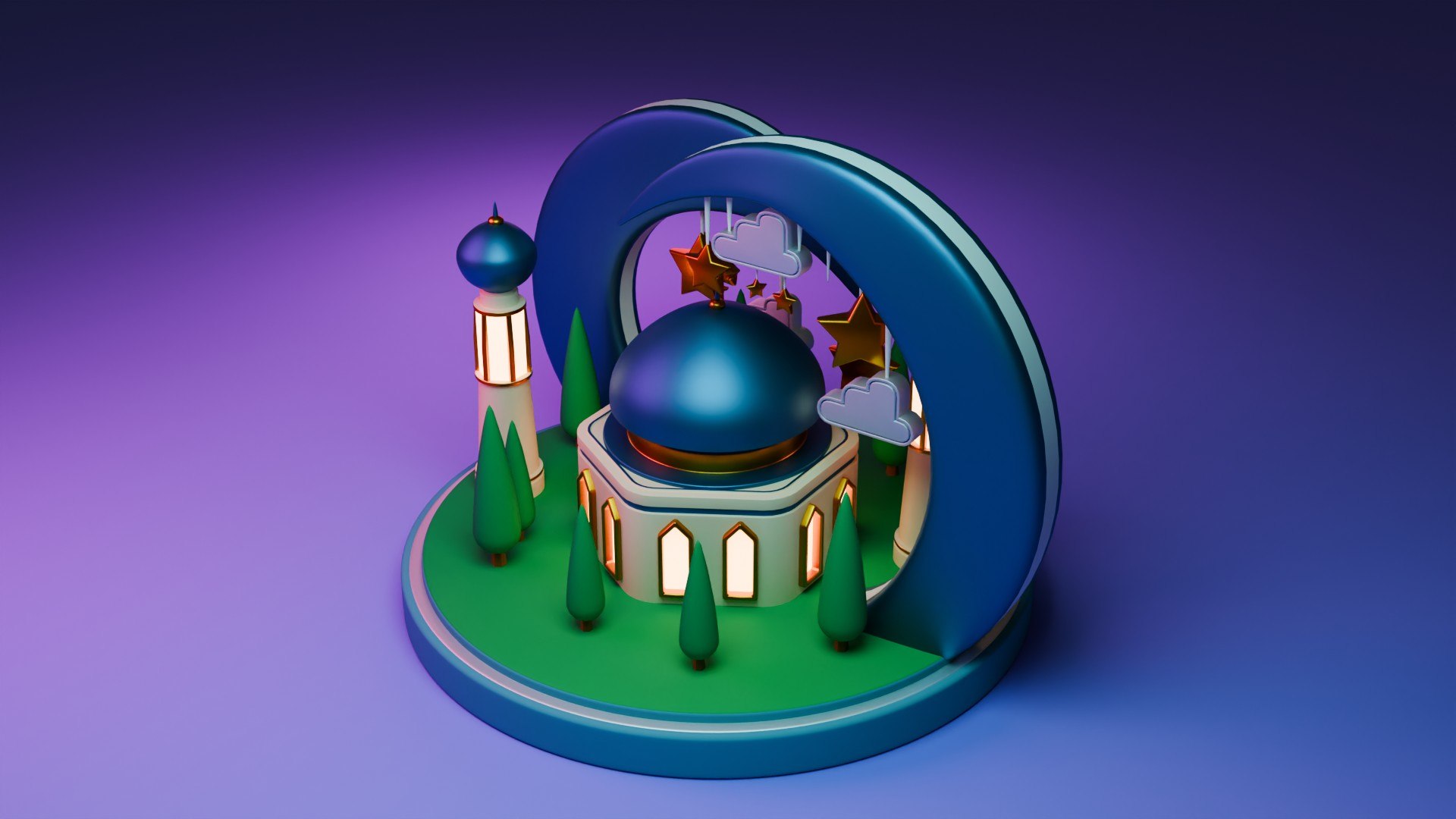 Simple 3d Stylized Ramadan Icon 3D Model - TurboSquid 2200909