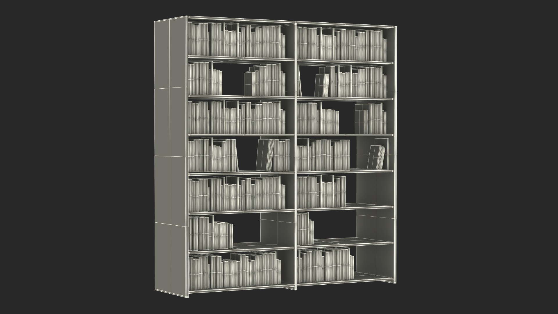 3D Bookcase With Books Model - TurboSquid 2319918