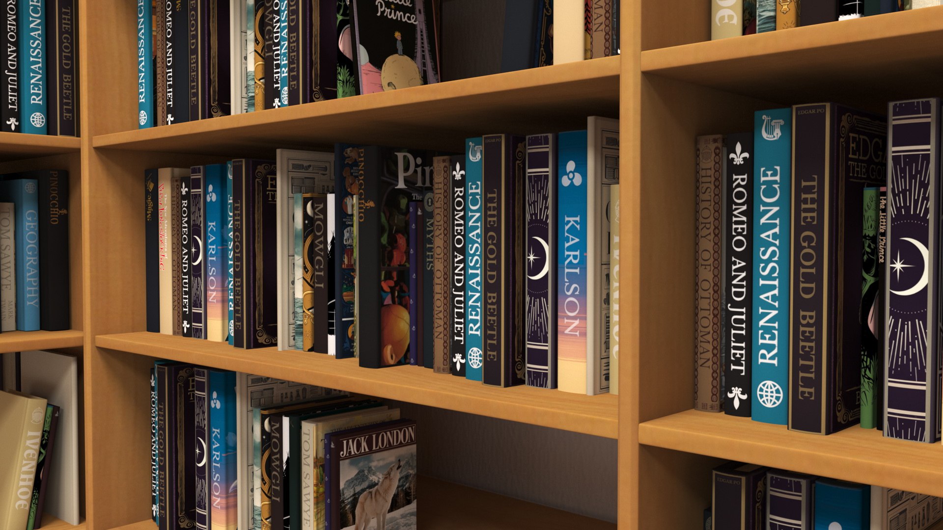 3D Bookcase With Books Model - TurboSquid 2319918