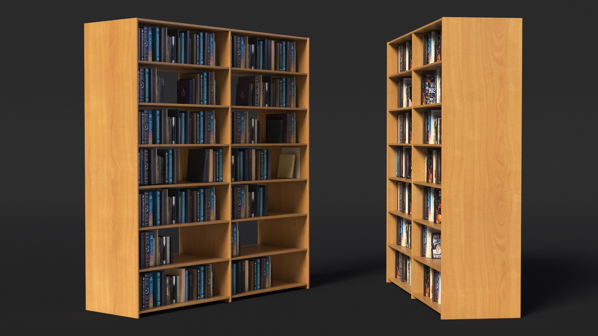 3D Bookcase With Books Model - TurboSquid 2319918