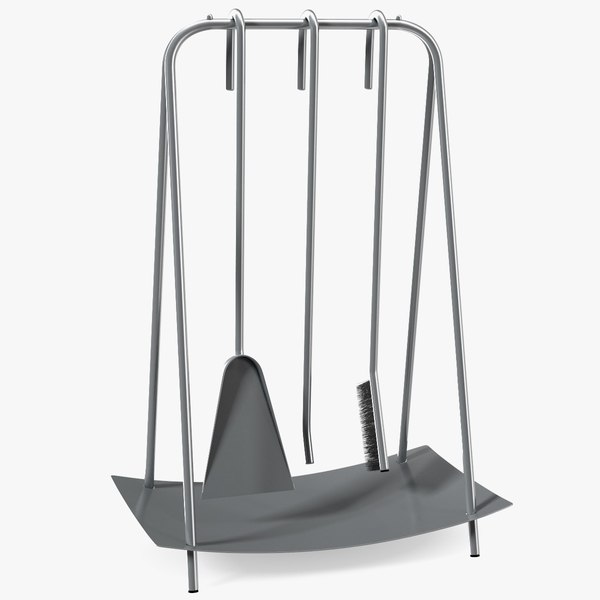 3D Port Fireplace Tools Silver - TurboSquid 1832613