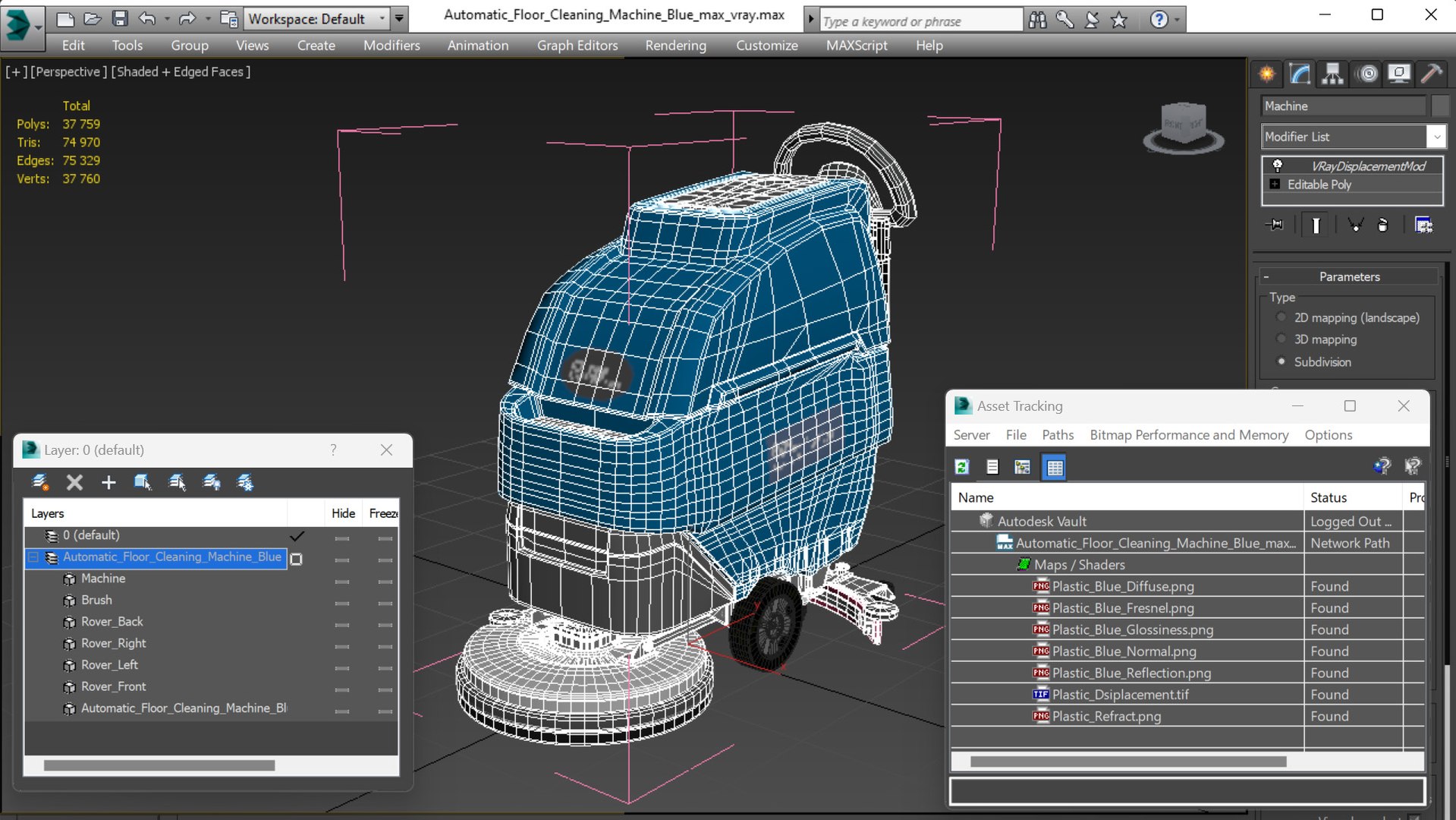 3D Automatic Floor Cleaning Machine Blue Model - TurboSquid 2223896