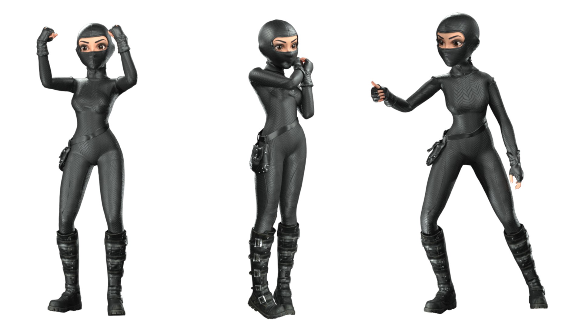 3D Cartoon Rigged Bad Girl Thief Character 3D Model - TurboSquid 2236945