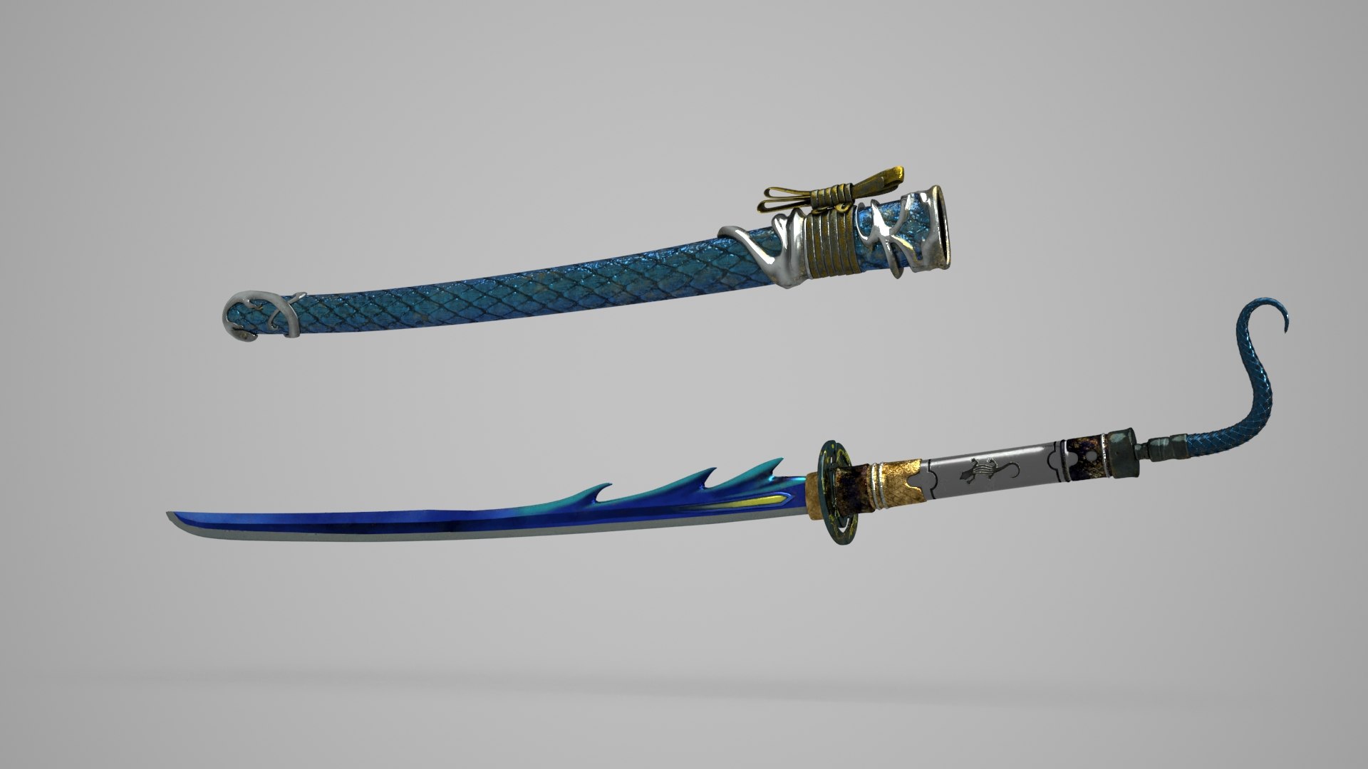 modelo 3d Ancient armed with lizard samurai swords - TurboSquid 1879790