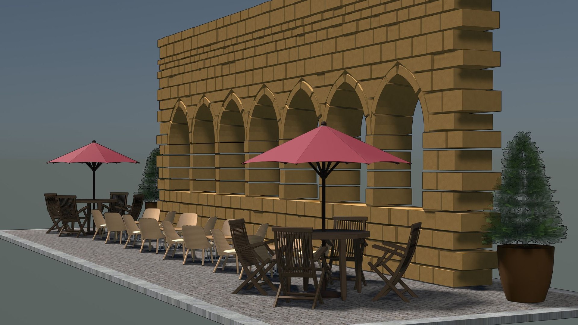 3D Outdoor Cafe 2310 Model - TurboSquid 2108198