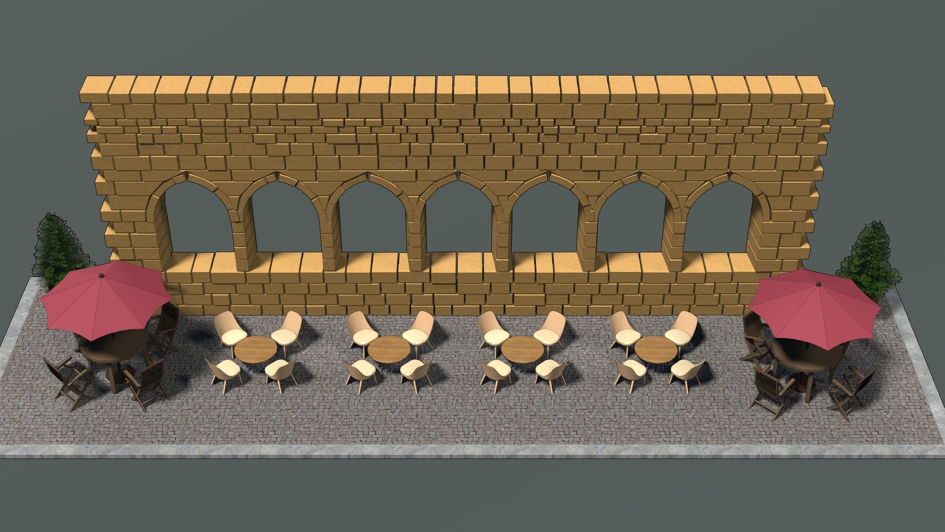 3D Outdoor Cafe 2310 Model - TurboSquid 2108198