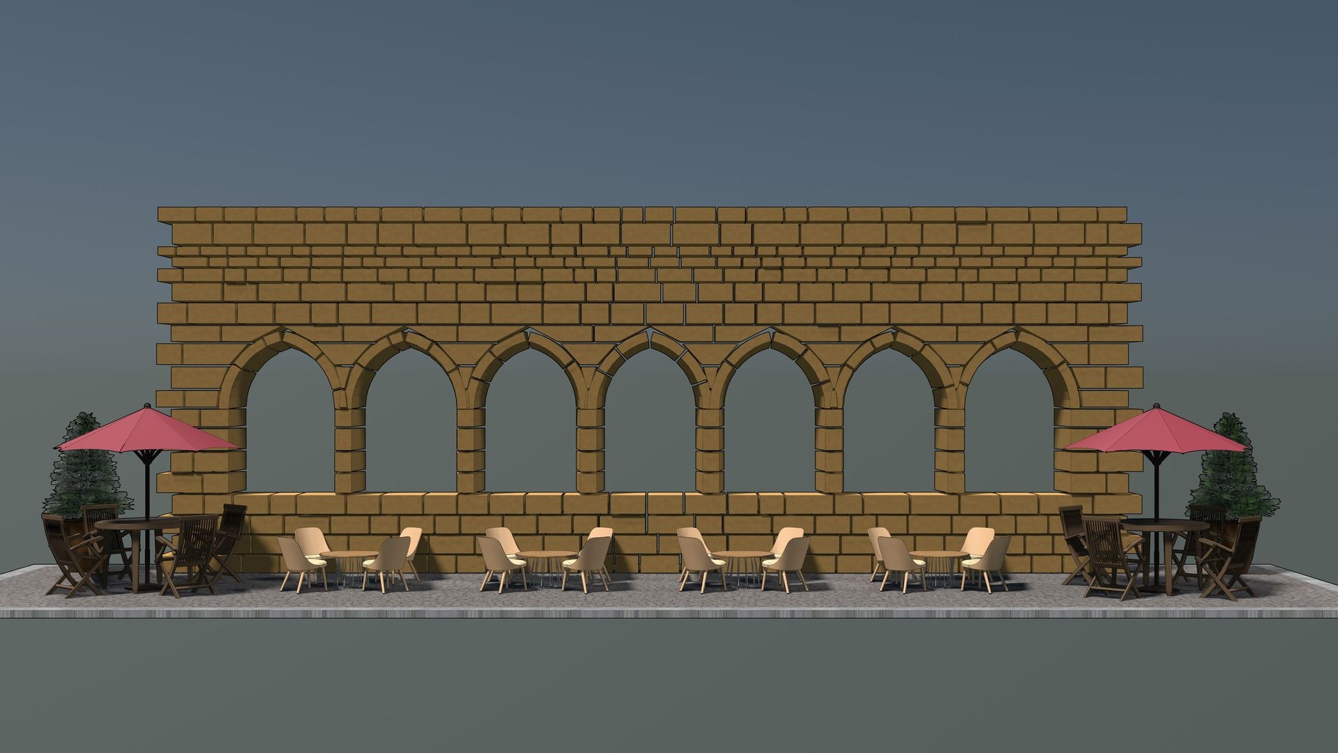 3D Outdoor Cafe 2310 Model - TurboSquid 2108198