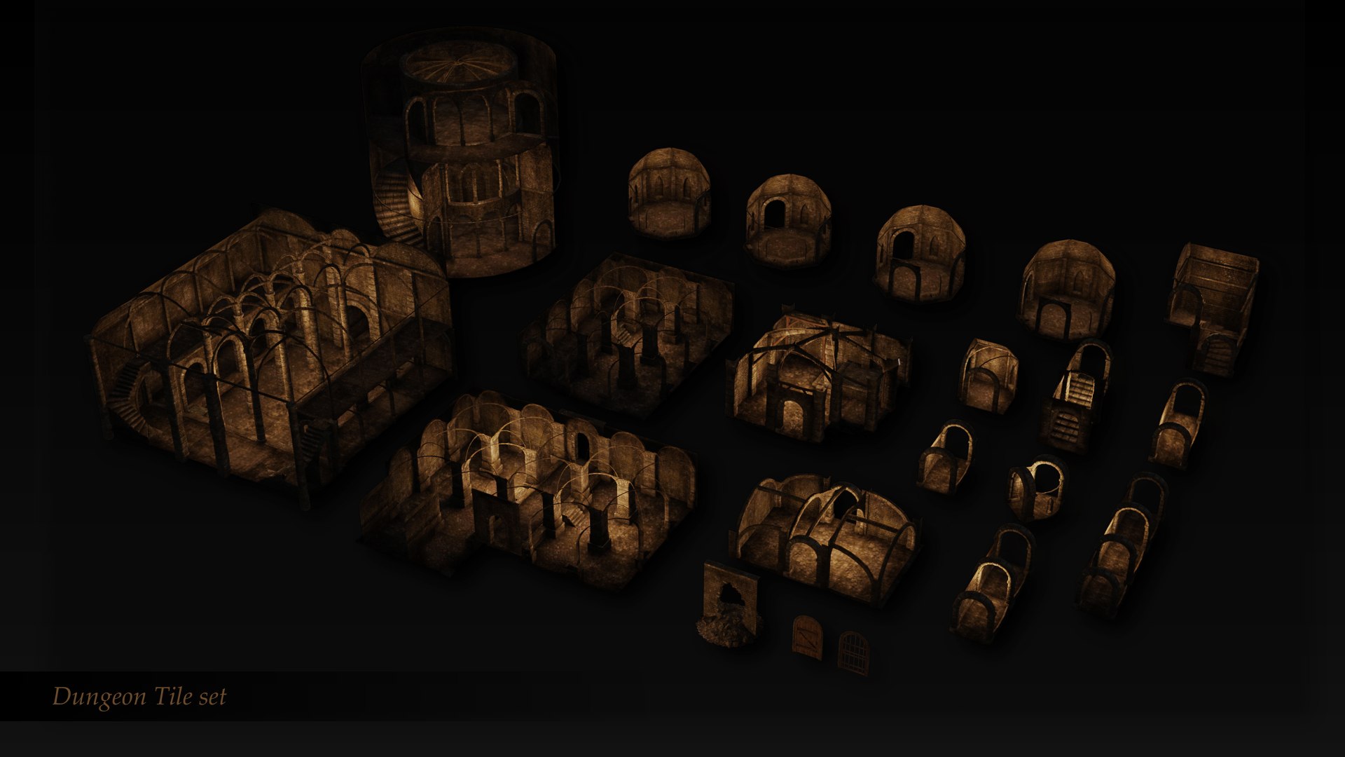 3D Dungeon Tile Set V 1 - TurboSquid 2081813