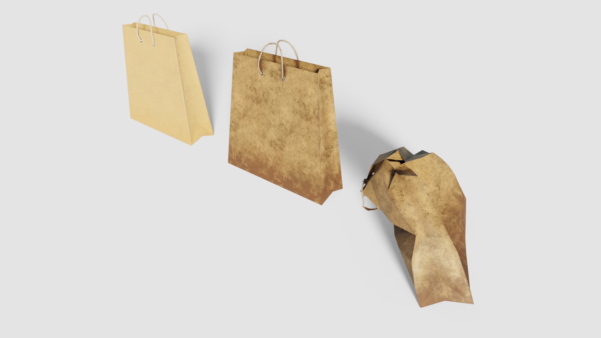 3D Model Shopping Paper Bag With Pbr Textures Clean And Dirty ...