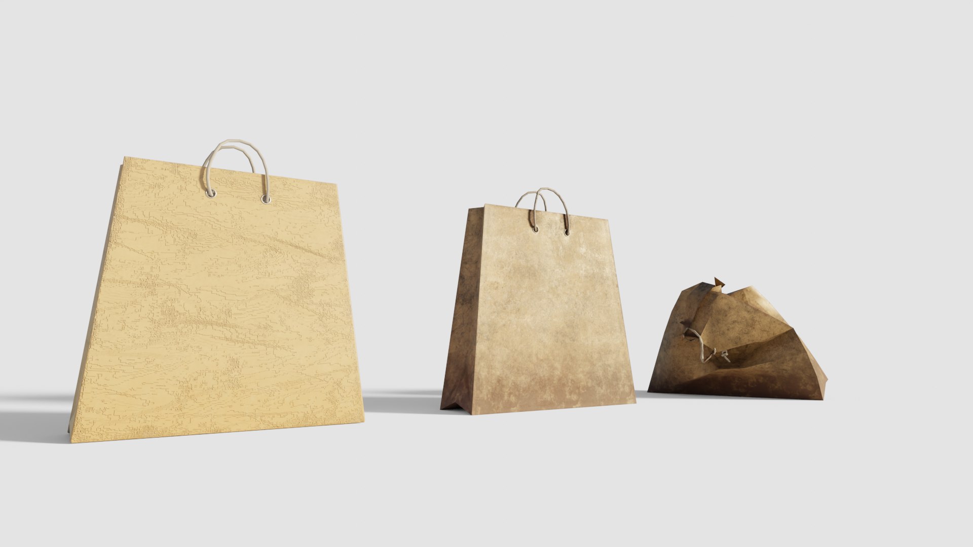 3D Model Shopping Paper Bag With Pbr Textures Clean And Dirty ...