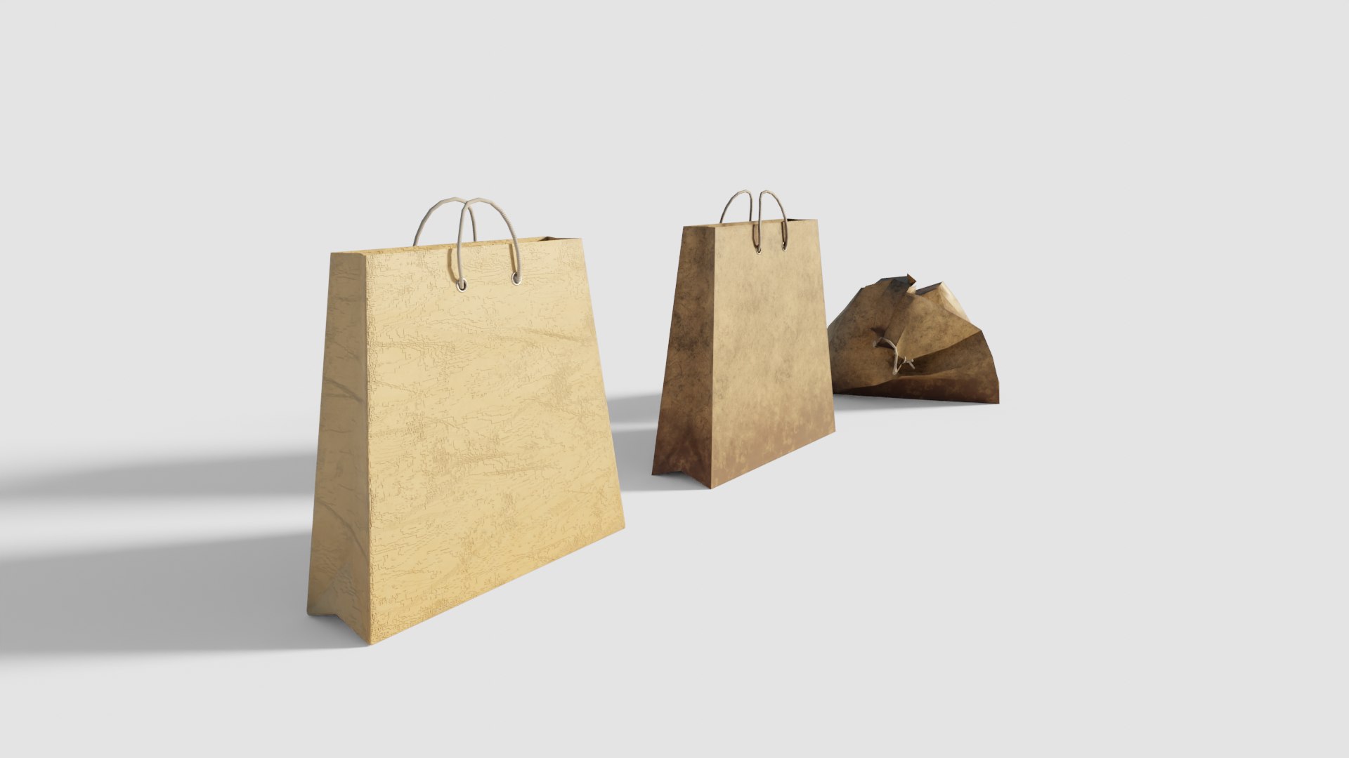 3D Model Shopping Paper Bag With Pbr Textures Clean And Dirty ...