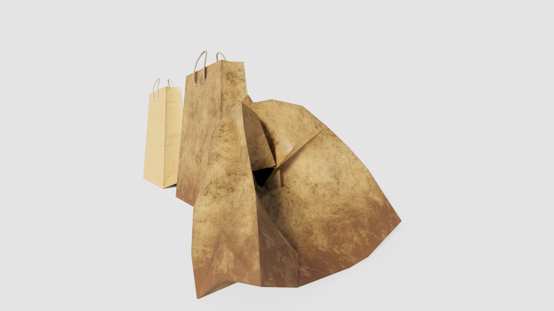 3D Model Shopping Paper Bag With Pbr Textures Clean And Dirty ...