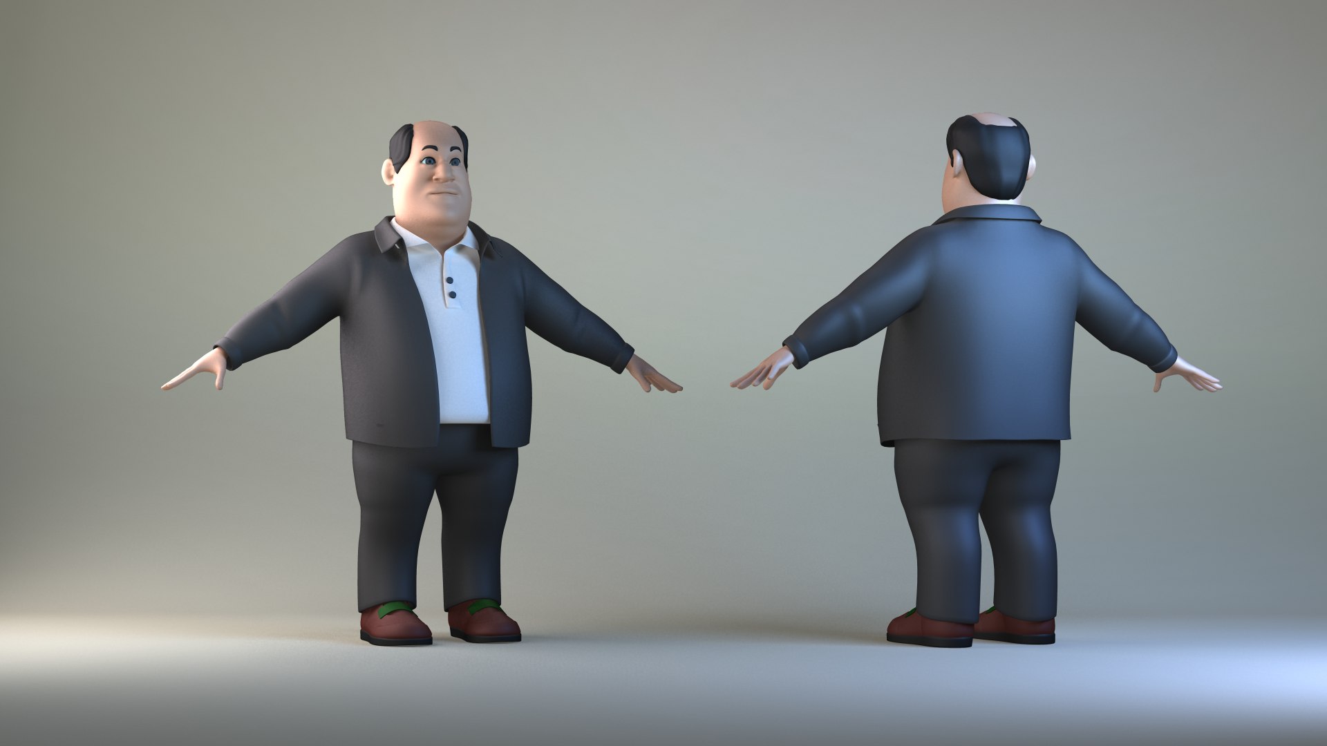 3D Cartoon Boss Middle-aged Uncles Animated Characters Old Uncles ...