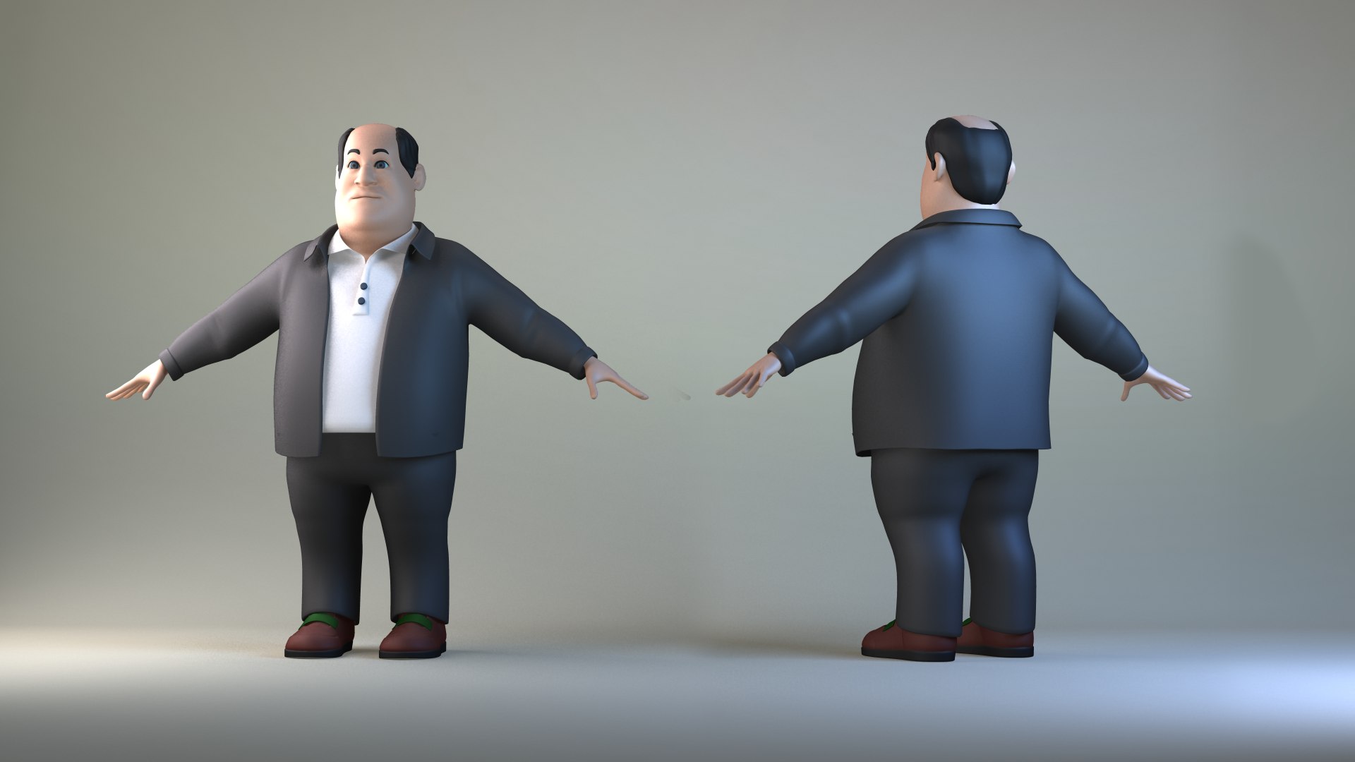 3D Cartoon Boss Middle-aged Uncles Animated Characters Old Uncles ...