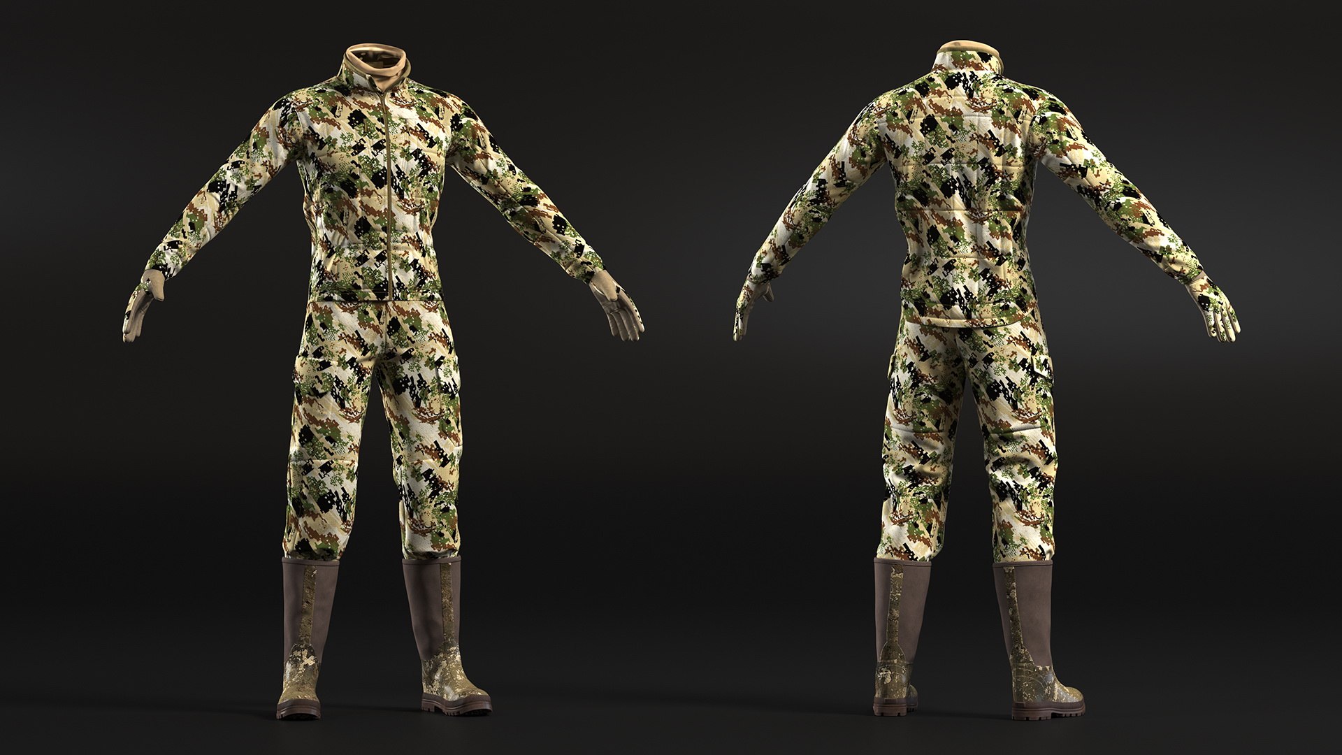 3D Hunting Suit Forest Camo Model - TurboSquid 1958280
