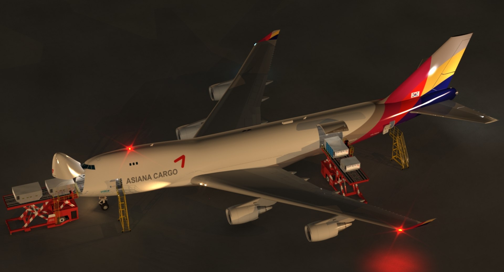 3d Scene Loading Operation Boeing 747-400